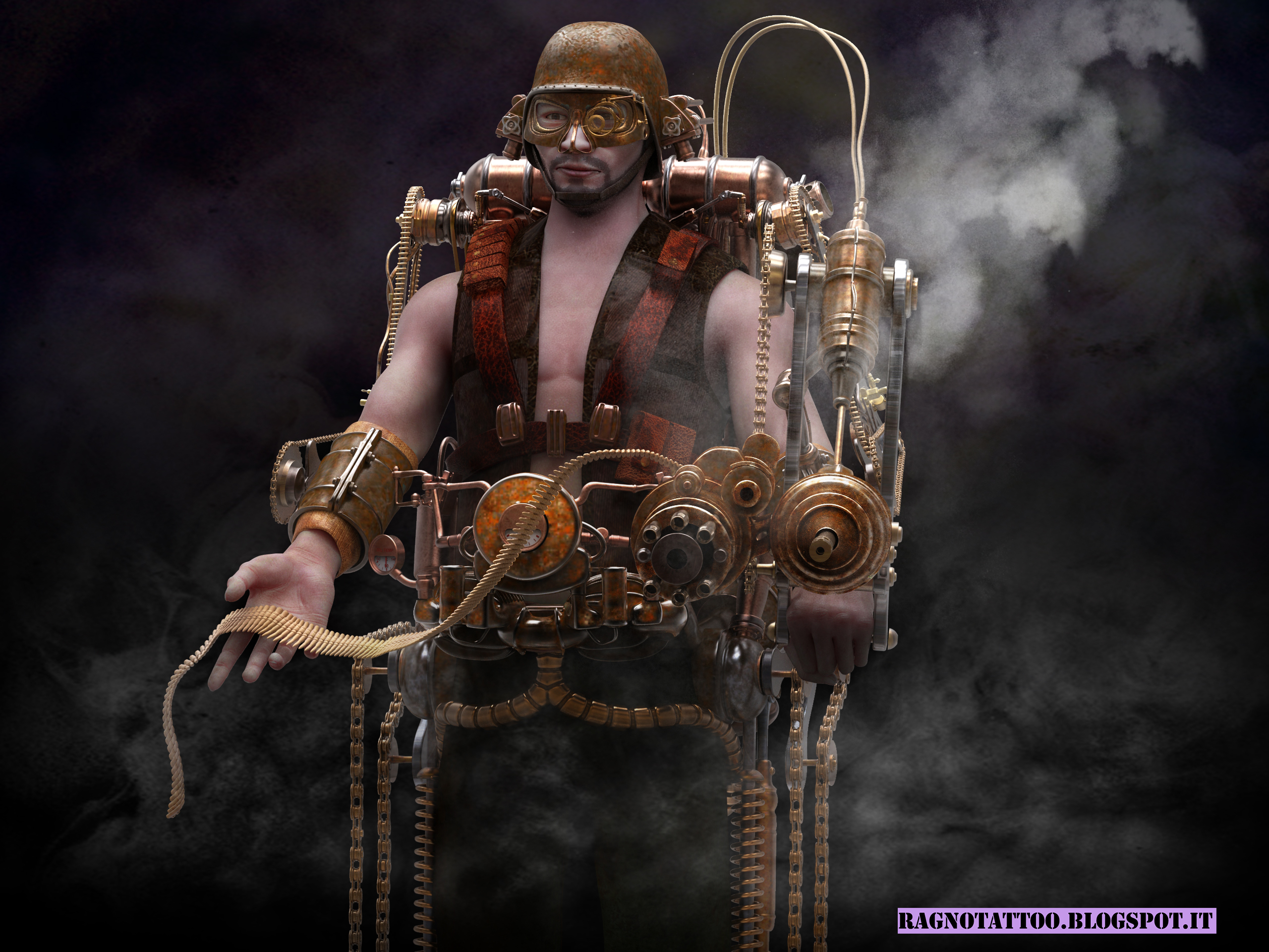 ART WAR | 3D | Steampunk military-exoskeleton | Ragnotattoo - ART WAR ...